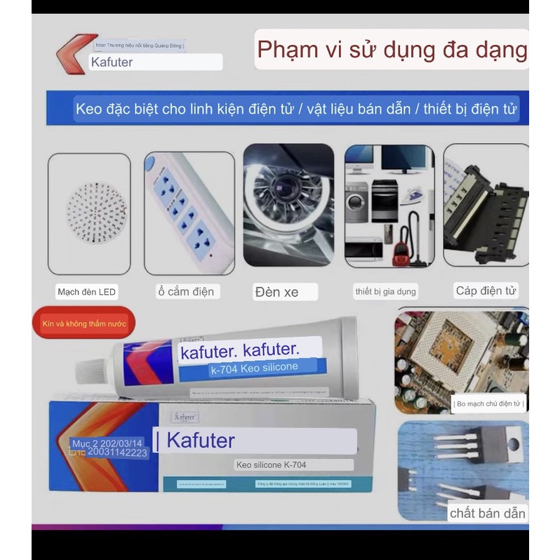 Keo chống thấm – chống nước Kafuter K-704,keo dán mạch linh kiện điện tử, keo Silicone dán cách ...