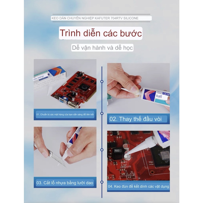 Keo chống thấm – chống nước Kafuter K-704,keo dán mạch linh kiện điện tử, keo Silicone dán cách ...